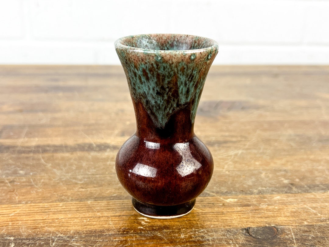 Small Vintage Boys Town Pottery Vase Little Vase in Brown Blue Hues ...