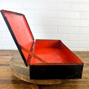 Distressed Vintage Black Metal Box With Latch and Handle Industrial ...