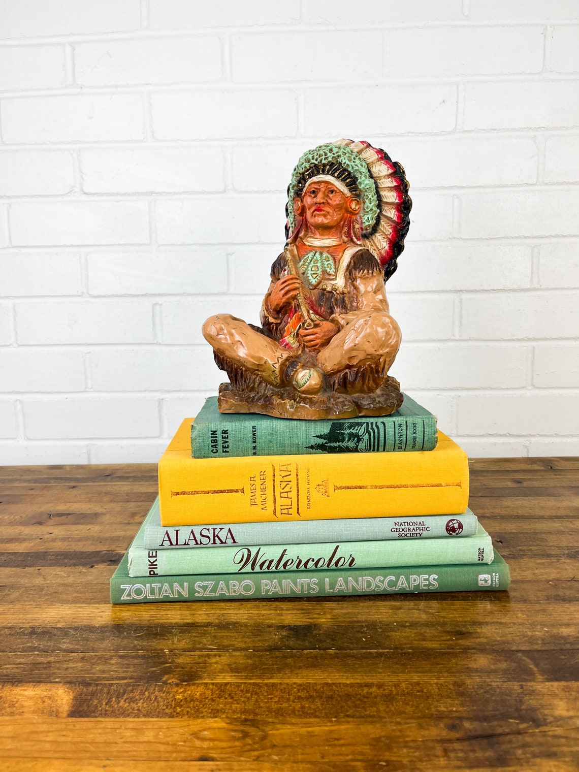 Vintage American Indian Statue Ceramic Indian Chief Native - Etsy
