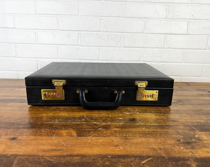 Locking Black Vintage Briefcase Authentic Hard Used Briefcase Box Men ...