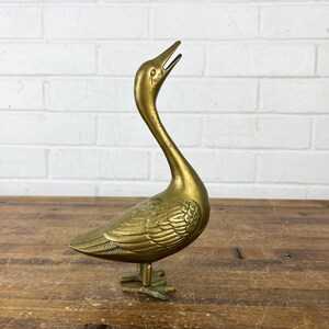 Vintage Brass Goose Figurine Gold Bird Animal Figure Lake Shelf Decor ...