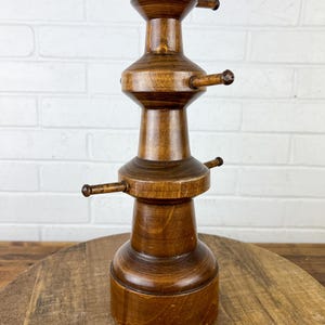 Vintage Wood Mug Tree Stand for 6 Coffee Cups Unique Brown Wooden ...