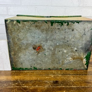 Vintage Yellow Distressed Metal Box With Dome Lid and Handles ...