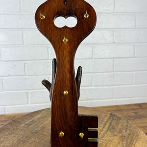 Vintage Vertical Wood Key Holder Shaped Like a Key With 6 Hooks Wooden ...