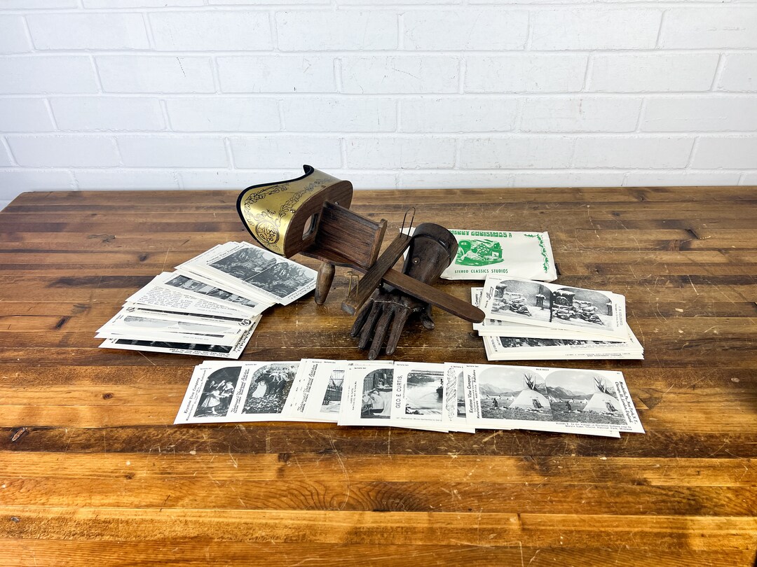 Vintage Reproduction the Holmes Stereoscope Card Viewer With A Bunch of ...