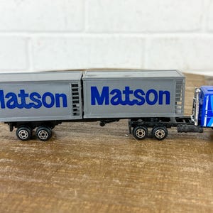 Vintage Blue Semi Truck With Trailer Matson Old Mack Truck Diecast ...