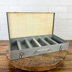 Vintage Silver Metal 35mm Slide Box Brumberger Projector Slide Box Flat ...