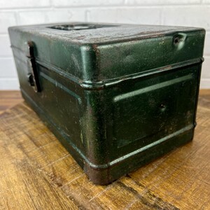 Distressed Vintage Green Metal Box With Tray With Latch Green Container ...