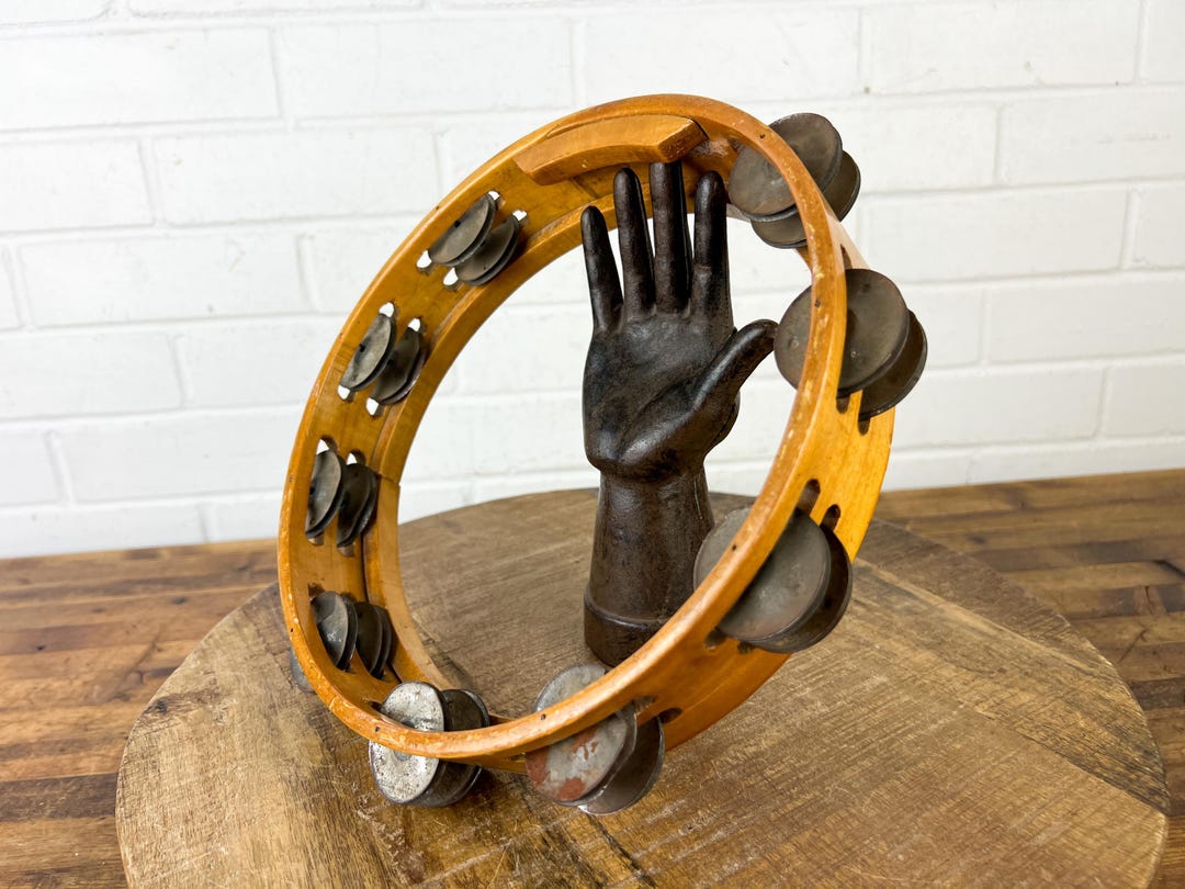 10" Vintage Double Ring Wooden Tambourine Old Wood Tambourine With ...