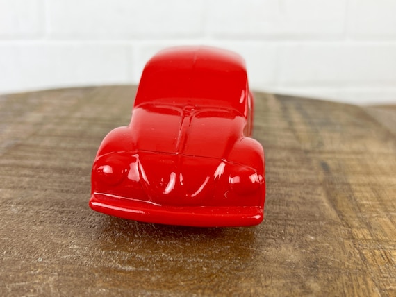 Vintage Avon Red Volkswagen Bug Figurine Glass Car Af… - Gem