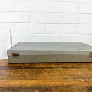 Vintage Gray Metal 35mm Slide File Box With Lid Latch Handle Mansfield ...