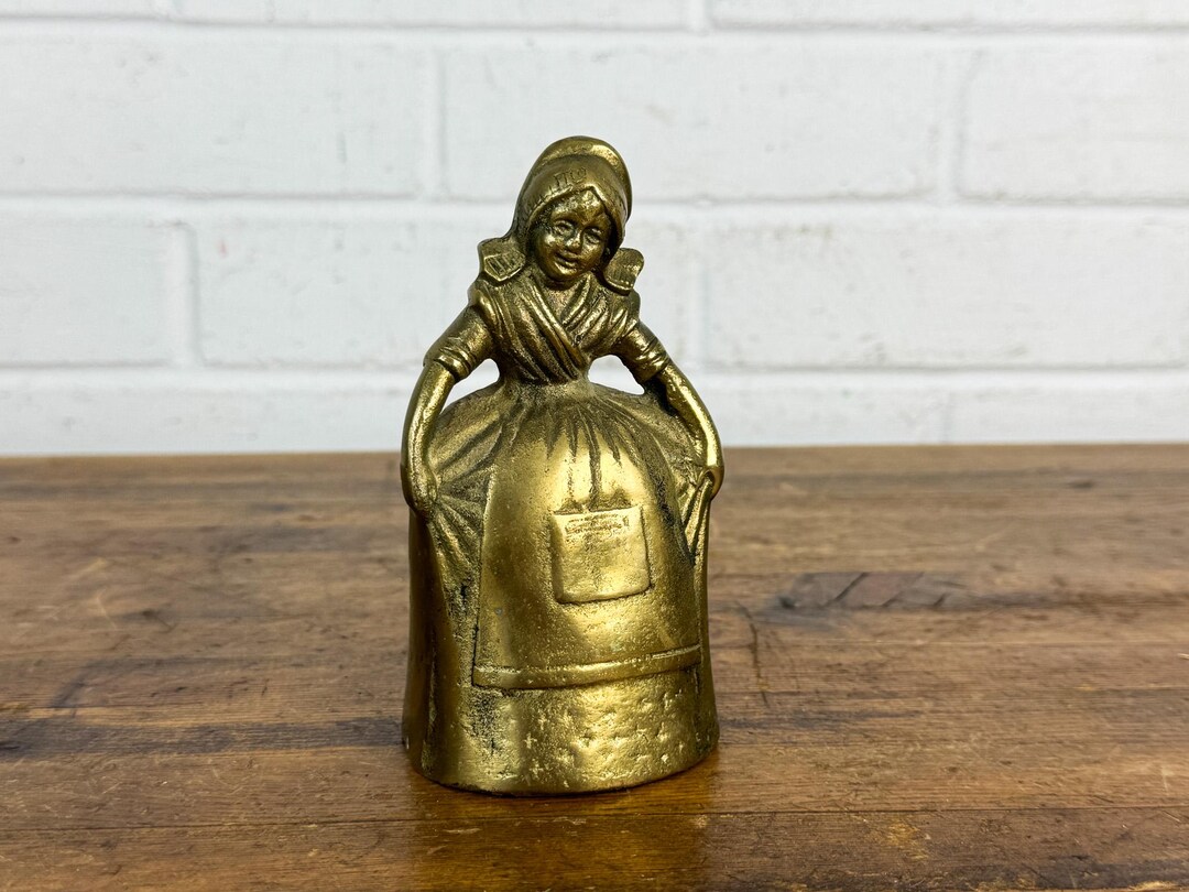 Vintage Solid Brass Bell of Woman With Feet Clappers Small Gold Metal ...