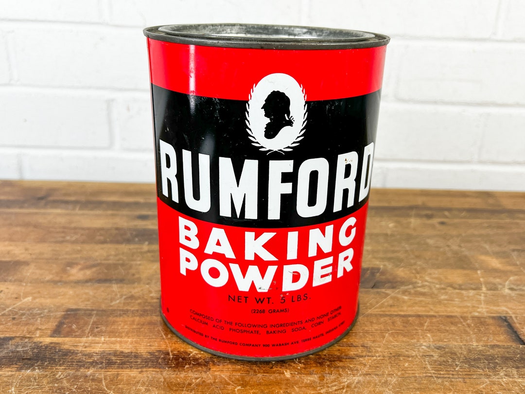 Distressed Vintage Round Metal Baking Powder Tin Box With Lid Aged Worn ...