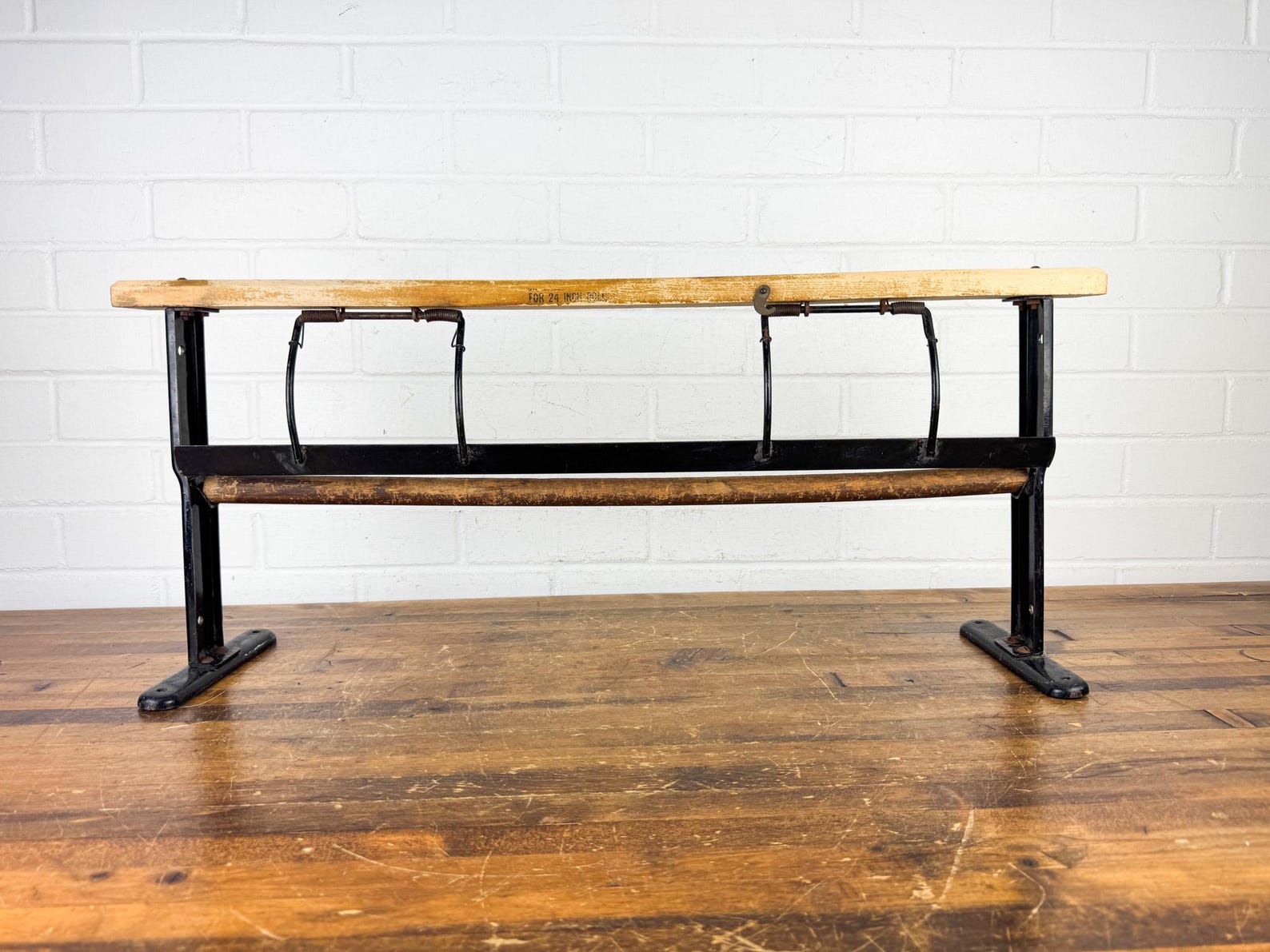 Vintage Wood & Metal Butcher Paper Cutter – 24” Roll Dispenser Rustic ...