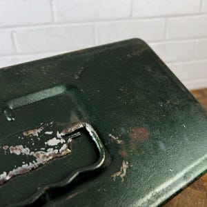 Distressed Vintage Green Metal Box With Tray With Latch Green Container ...