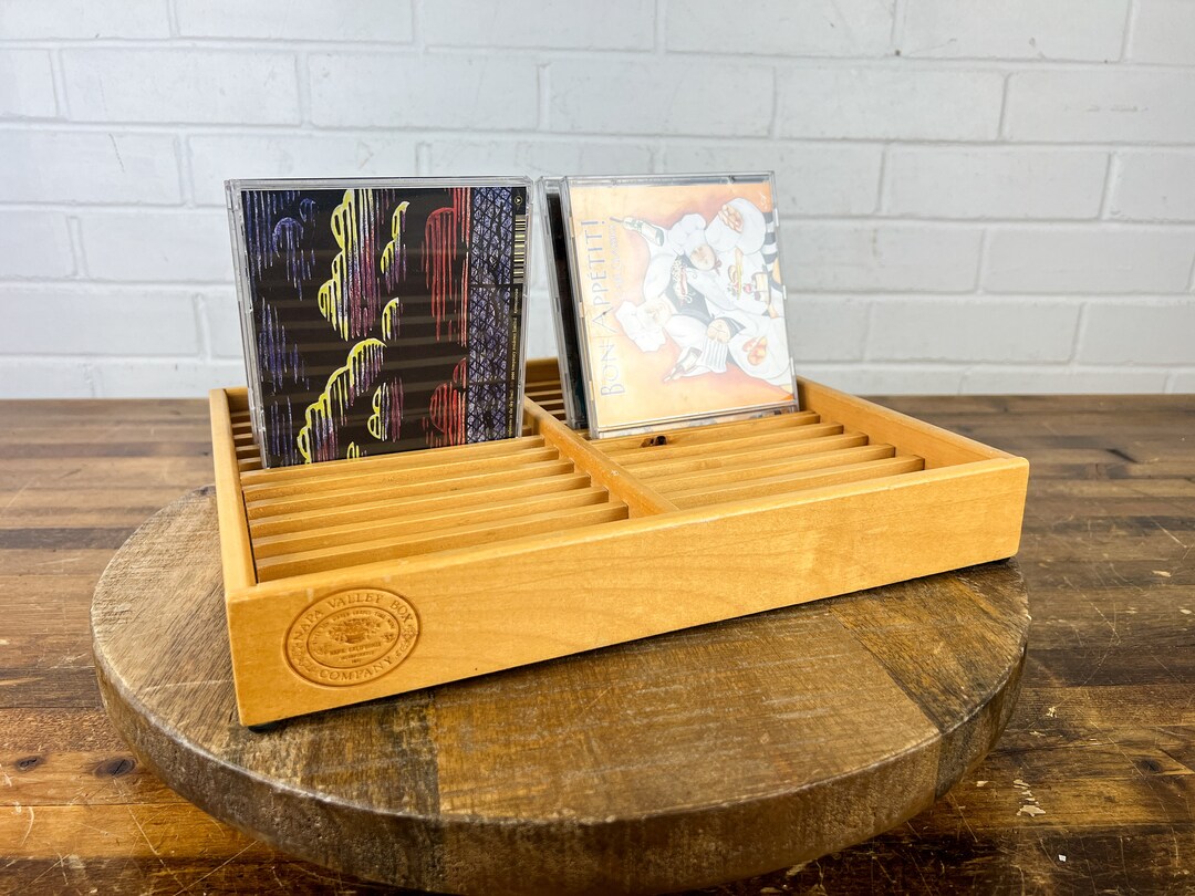 Vintage Napa Valley Wood Storage Display Container or CD Holder for 24 ...