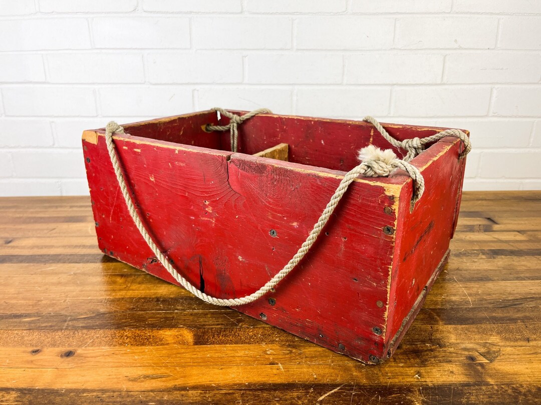 Rustic Red Wooden Crate Crusty Wooden Box Storage Crate - Etsy
