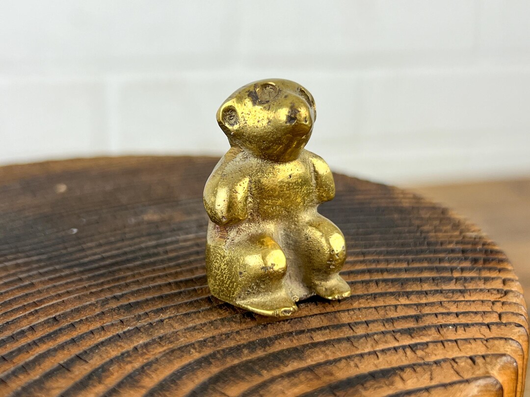 Unique Vintage Miniature Brass Bear Figurine Odd Animal Figure Tiny ...