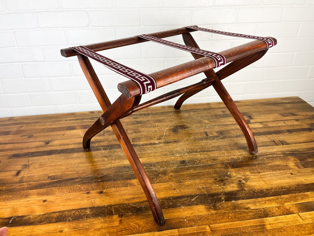 Vintage Wooden Luggage Rack Folding Luggage Stand With - Etsy