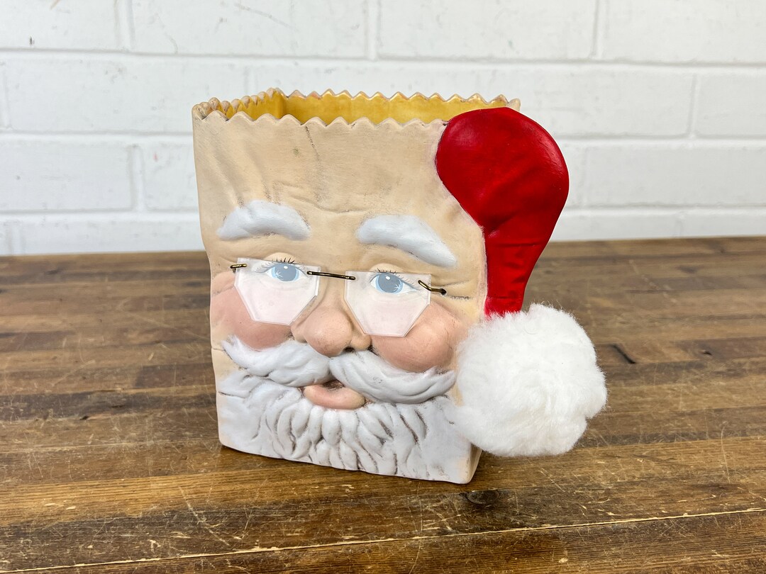 1990s Vintage Ceramic Santa Claus Gift Bag Figurine Santas Face ...