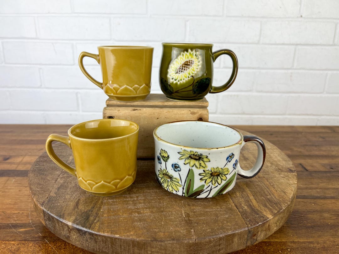 Set of 4 Vintage Coffee Mugs Coffee Shop Mugs Restaurantware Mugs ...