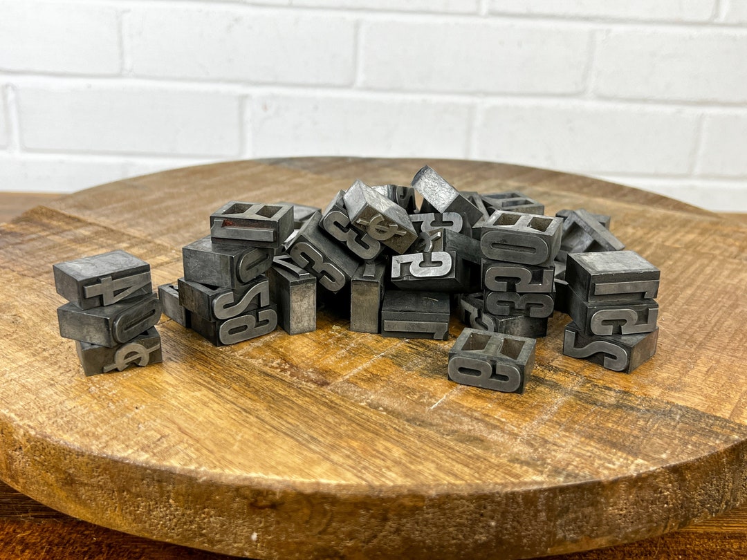 4 Pounds Vintage Metal Letterpress Number Blocks 72 Point Alternate ...