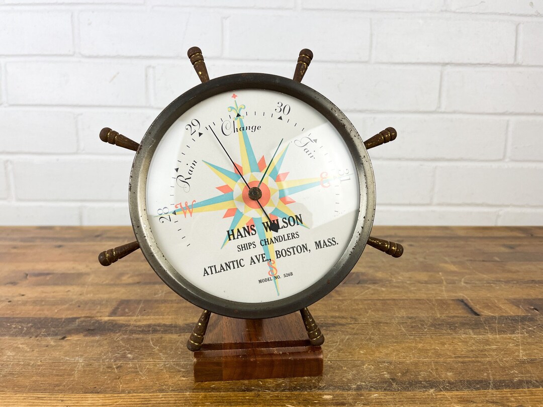 Vintage Hans Wilson Weather Barometer Hanging Metal Barometer Mid ...