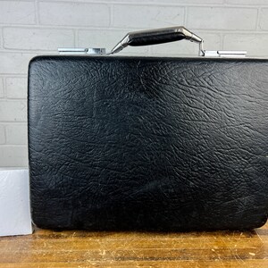 Vintage Hard Plastic Black Briefcase With Silver Accents American ...
