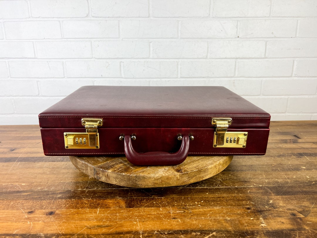 Authentic Vintage Brown Briefcase Box With Gold Accents Combination ...