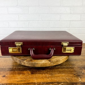 Authentic Vintage Brown Briefcase Box With Gold Accents Combination ...