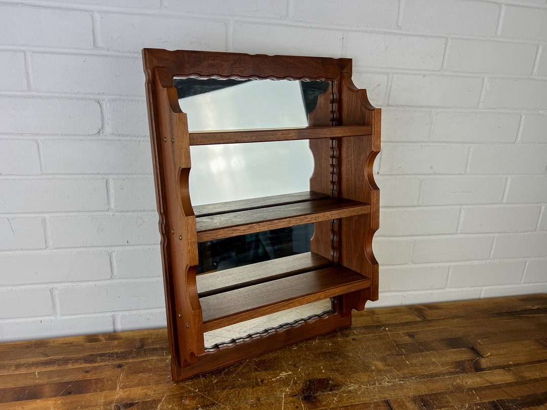 Vintage Primitive Wooden Shelf With Mirrored Back for Little Things ...