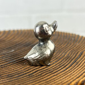 Vintage Miniature Silver Duck Figurine Little Tiny Duck Gift Mini Duck ...