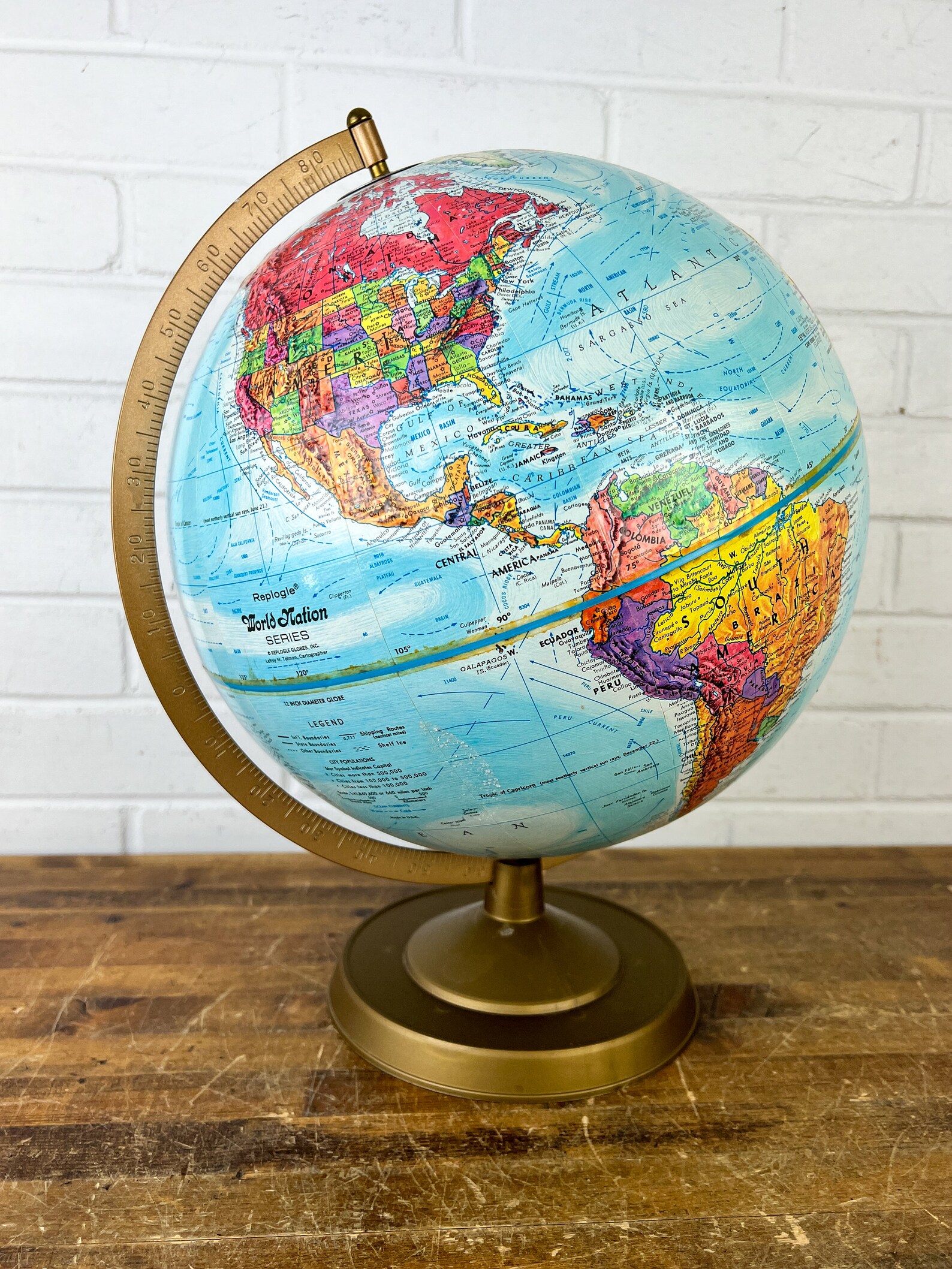 Vintage Replogle 12 Inch World Globe With Stand Authentic Vintage ...