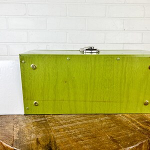 Vintage Industrial Green Faux Wood Metal File Box Storage Container ...