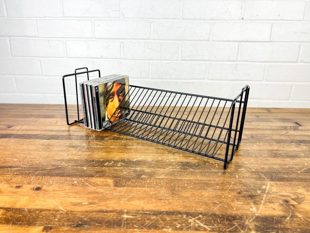 Vintage Black Metal CD Rack | Compact Disc Storage Holder | Retro 1980s ...