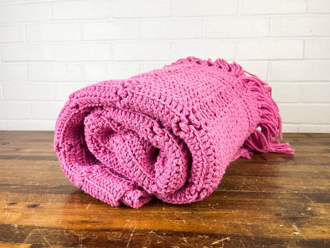 Afghan Vintage Homemade Mauve Throw Blanket Crotchet End of the Bed ...