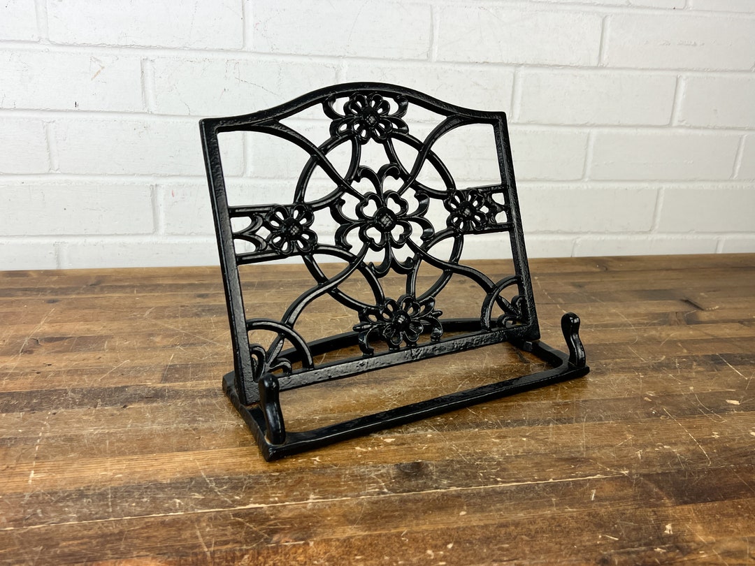 Black Metal Vintage Book Stand Angled One Piece Book Holder for Display ...