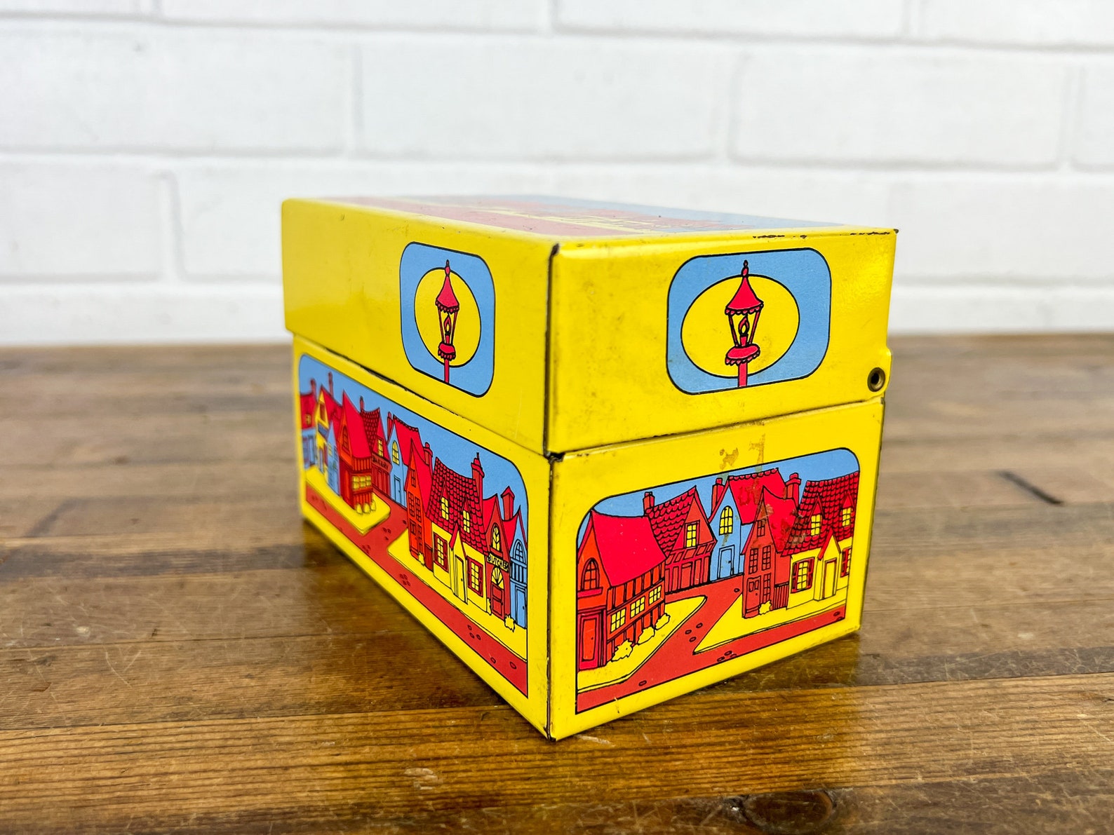 Vintage Distressed Yellow Metal Box Recipe Box for 3x5 Cards - Etsy