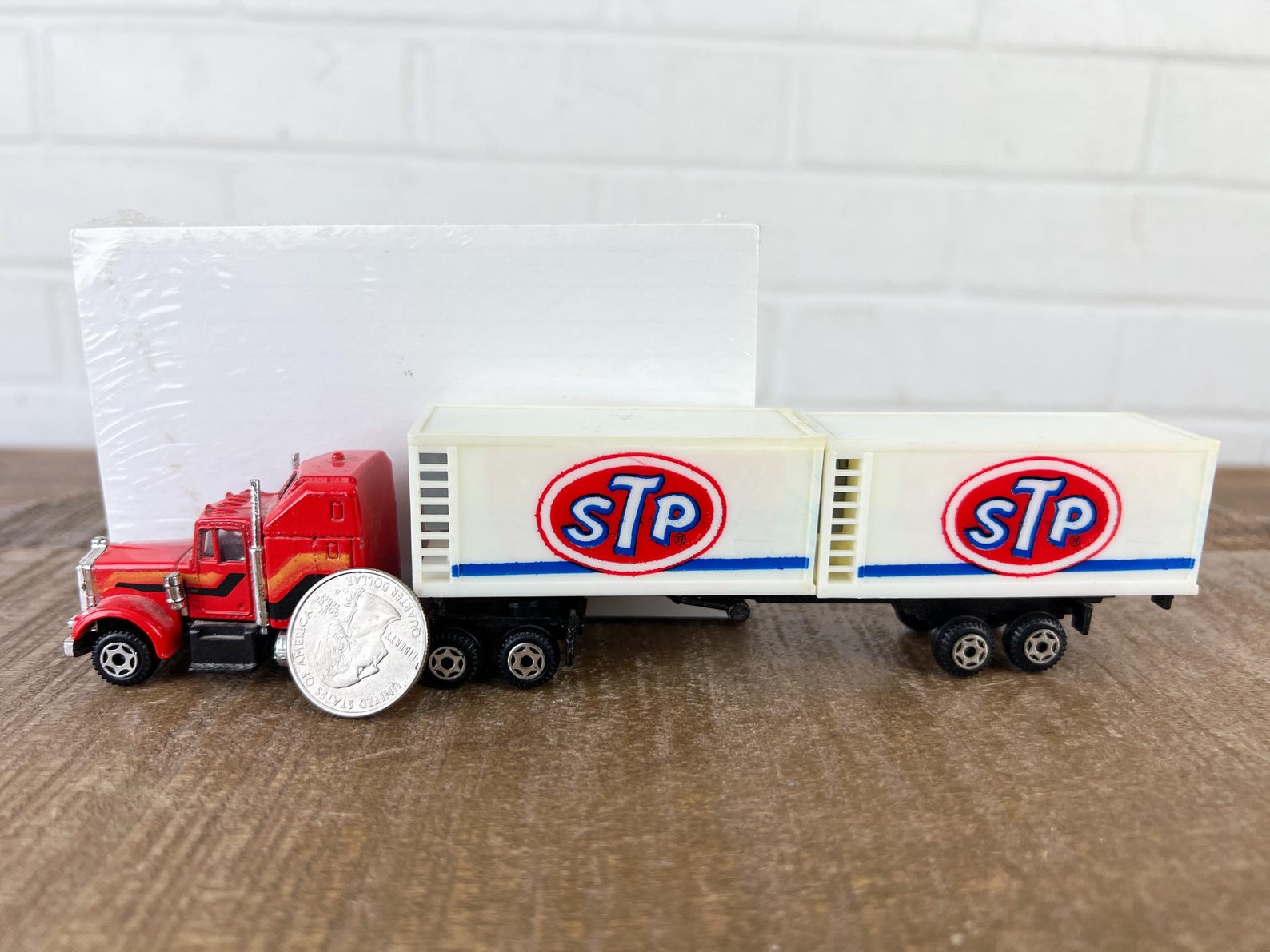 Vintage Red Semi Truck With Trailer STP Truck Diecast 1980s Metal Car ...