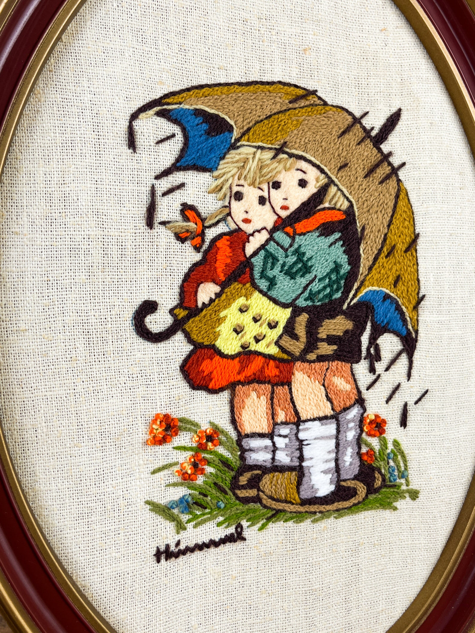 Vintage Hummel Crewel Embroidery in Frame Authentic Handmade - Etsy