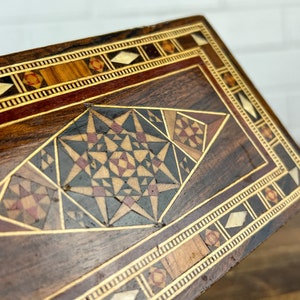 5x3 Vintage Inlay Wood Box With Lid Small Brown Wooden - Etsy
