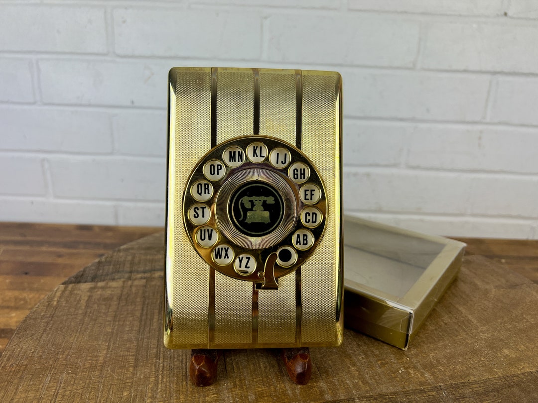 Vintage Gold Phone Dial Telephone Number Directory Rotary Dial Index ...