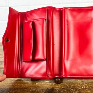 Vintage Red Vinyl Checkbook Wallet Checkbook Cover for Women Wide ...