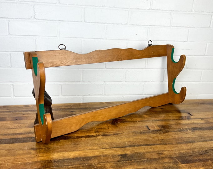 Vintage Wooden Gun Rack for Wall and Holds 2 Rifles Authentic Vintage ...