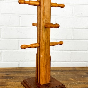 Wood Mug Tree Stand for 6 Coffee Cups Vintage Brown Wooden - Etsy