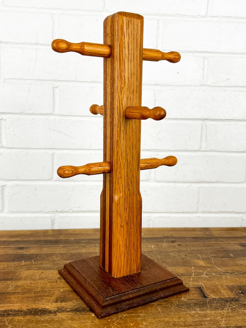 Wood Mug Tree Stand for 6 Coffee Cups Vintage Brown Wooden - Etsy