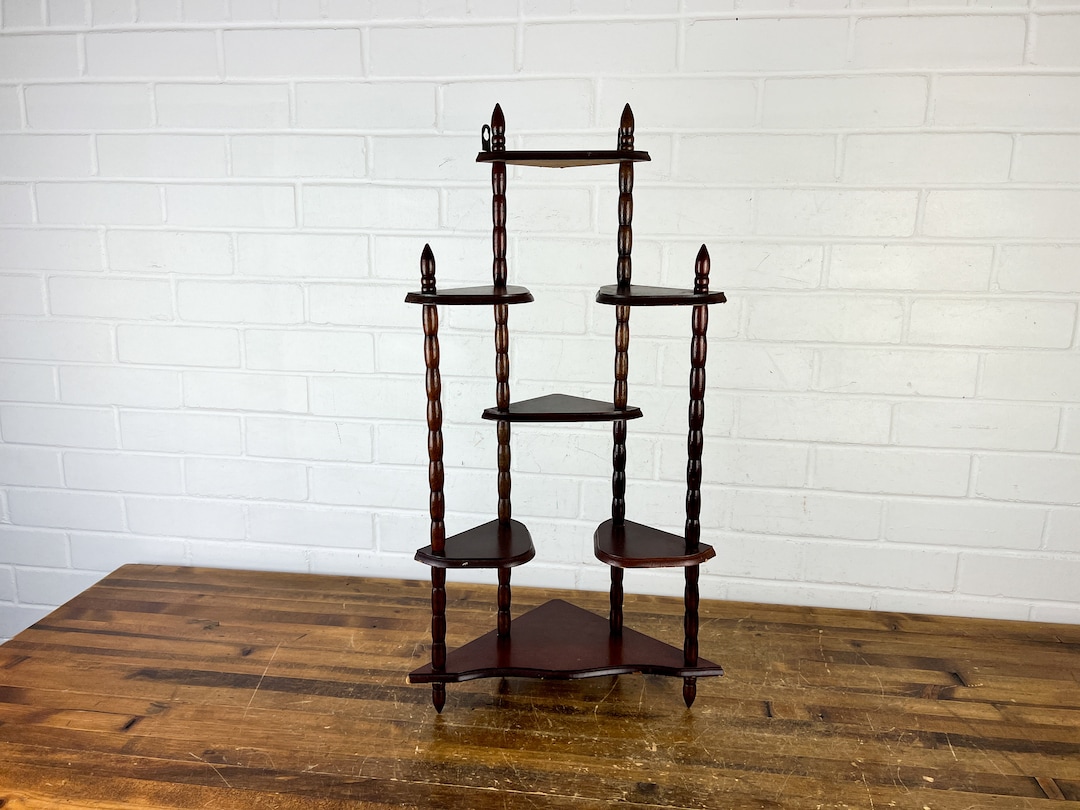 Vintage Wood Spindle Wall Corner Shelf 5 Tier Shelf Shelf With 5 ...