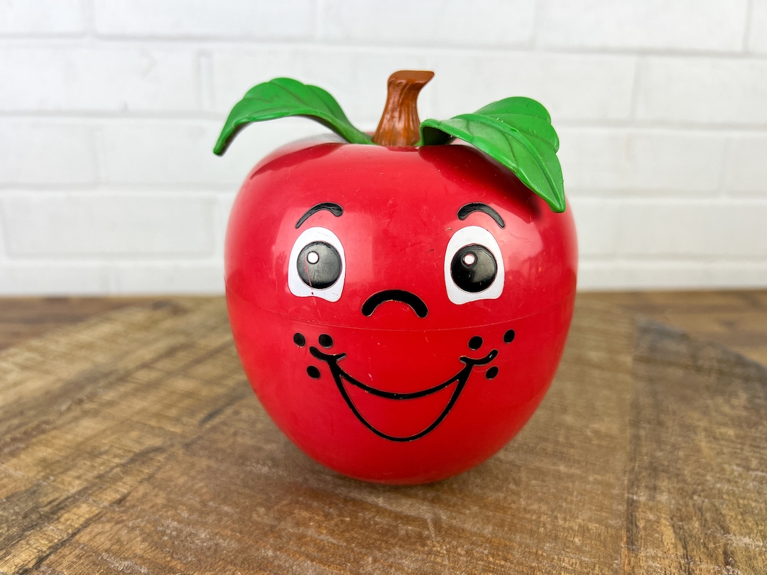 1970s Vintage Fisher Price Happy Apple Toy With Bell Inside Red Apple ...