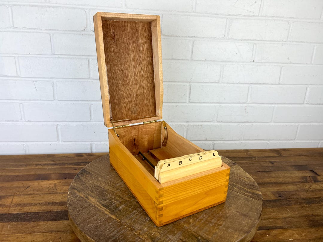 Vintage Wooden File Box for 3x5 Cards Small Wood Box With Lid 3x5 File ...