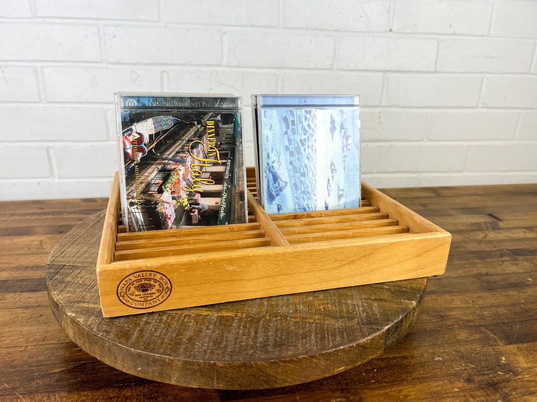 Vintage Napa Valley Wood Storage Display Container or CD Holder for 24 ...